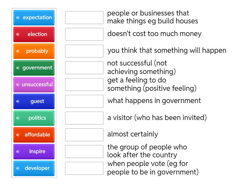 Week 1 vocabulary - Match up