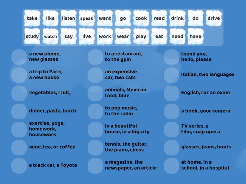 EF Elem 3A Verb Phrases - Match up