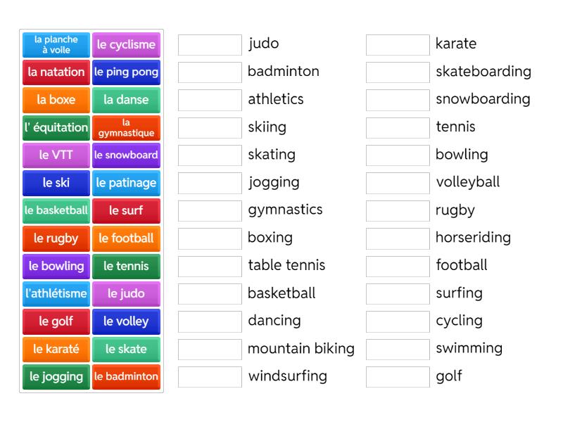 Year 7 - Sports - Match up