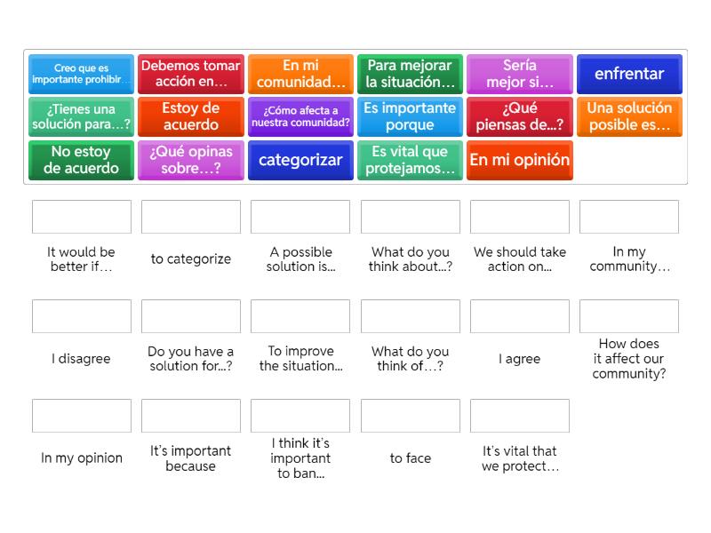 (Sp. 3) Unidad #3: LT #1 VOC. (parte II) - Match up