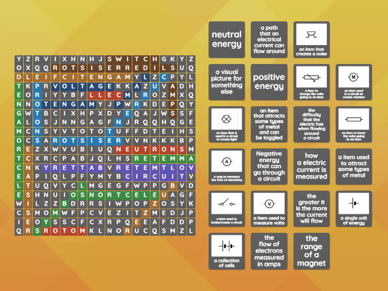 electricity word search - Wordsearch