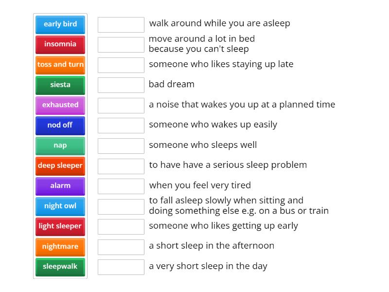 Sleep vocabulary - Match up
