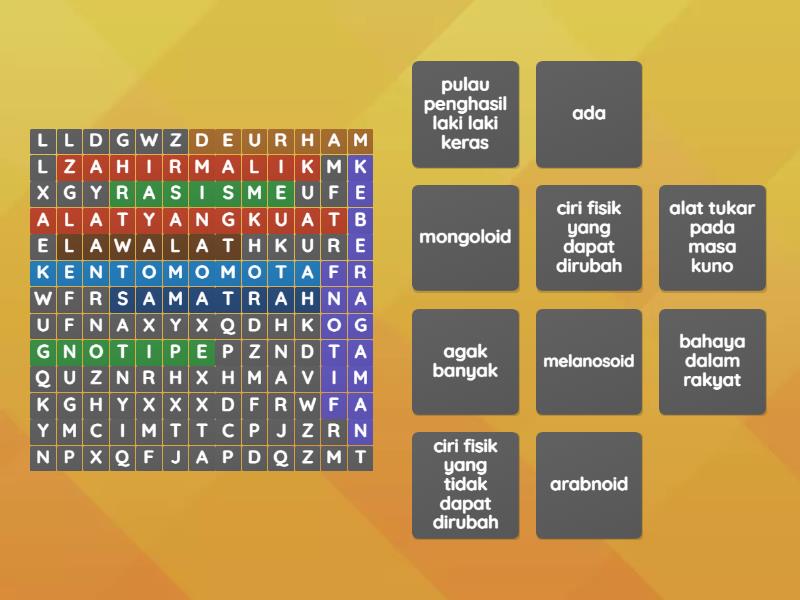 teka teki silang sejarah - Wordsearch