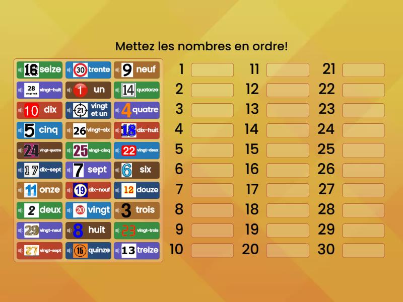 A1/D0/L0/P15/A4-Les nombres 1-30 - Rank order