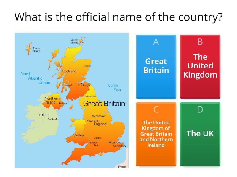 Great Britain. Geographical position and climate - Quiz