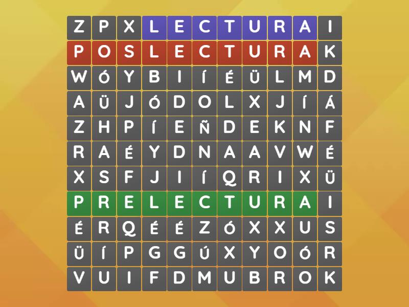 Etapas o fases de la Lectura - Sopa de letras