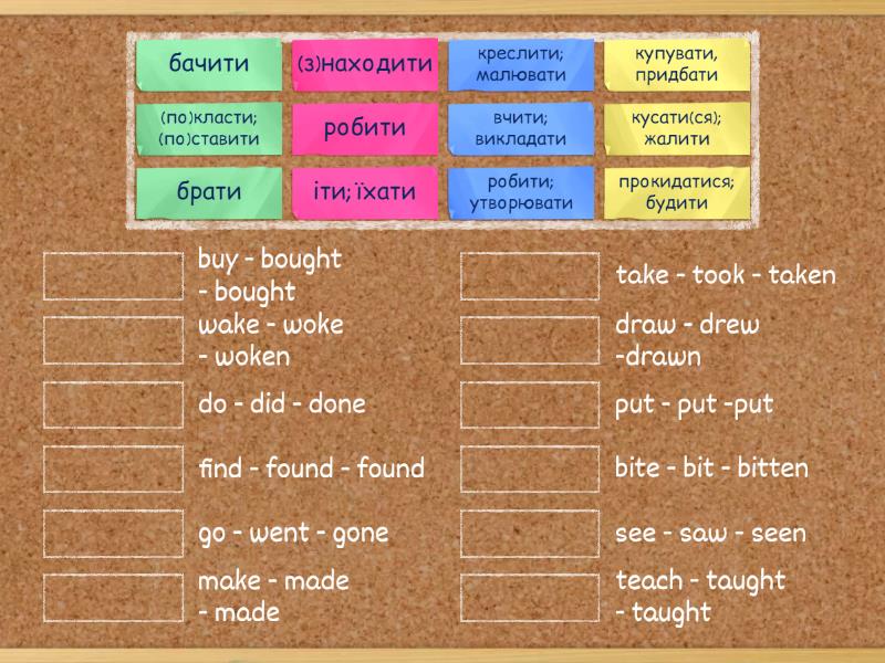 Irregular verbs - Відповідники