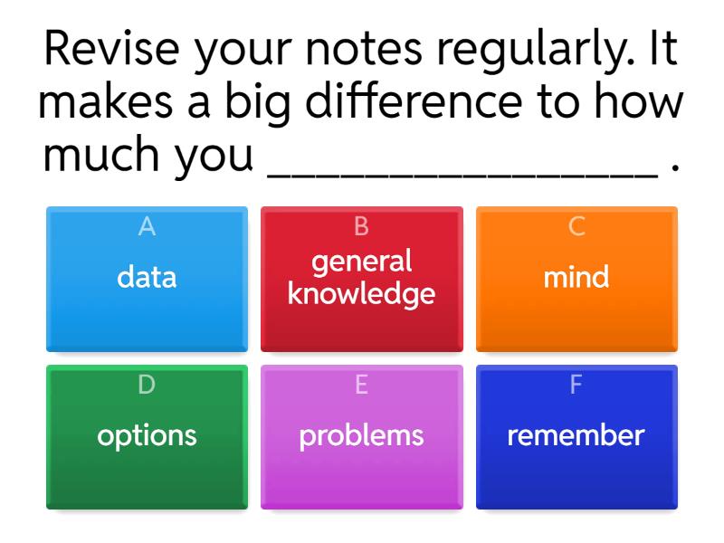 Study tips Speakout 3a knowledge vocabulary - Quiz