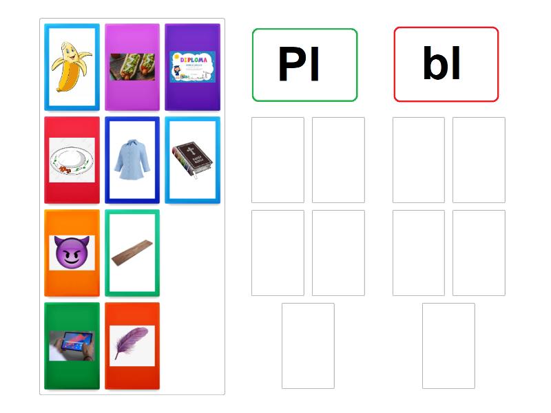 Reconocer el grupo consonantico bl y pl - Group sort