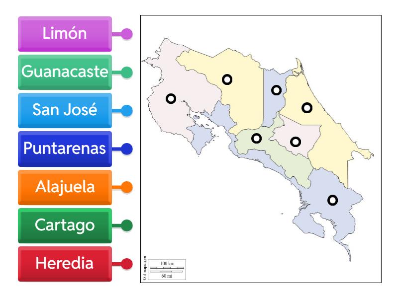 Provincias de Costa Rica - Diagrama con etiquetas