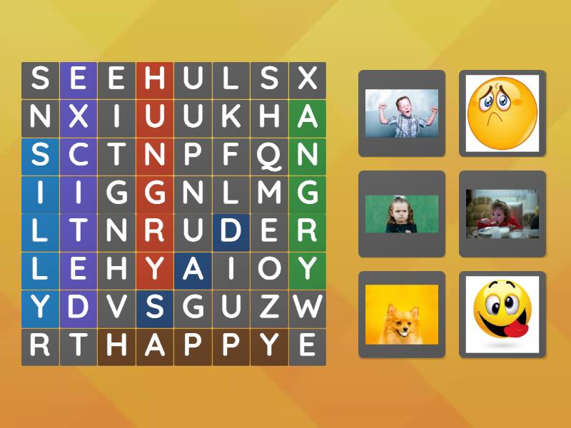 Grade 2 - Unit 5 - Feelings and Emotions - Wordsearch