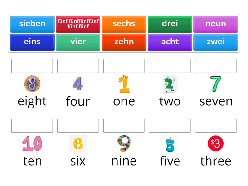 German Numbers 1-10 - Match up
