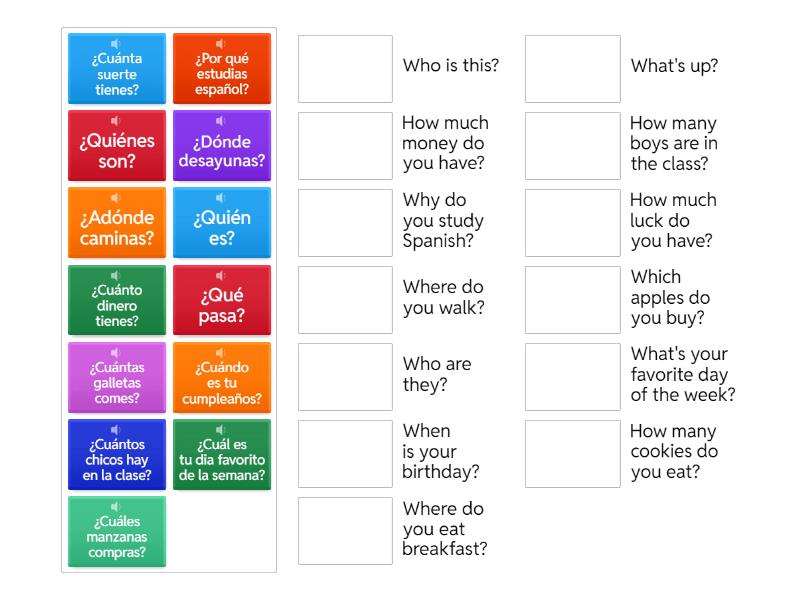Interrogatives-Question words 4 - Match up