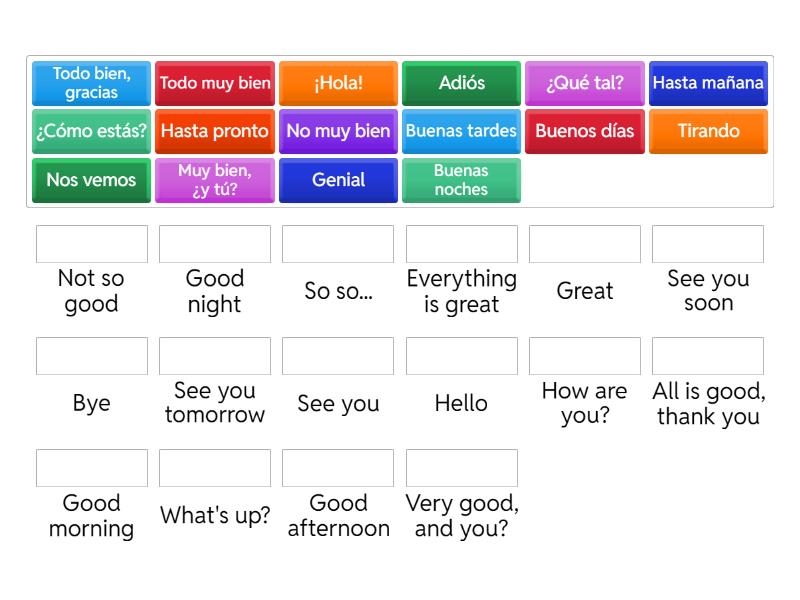 Los saludos y las despedidas - Match up