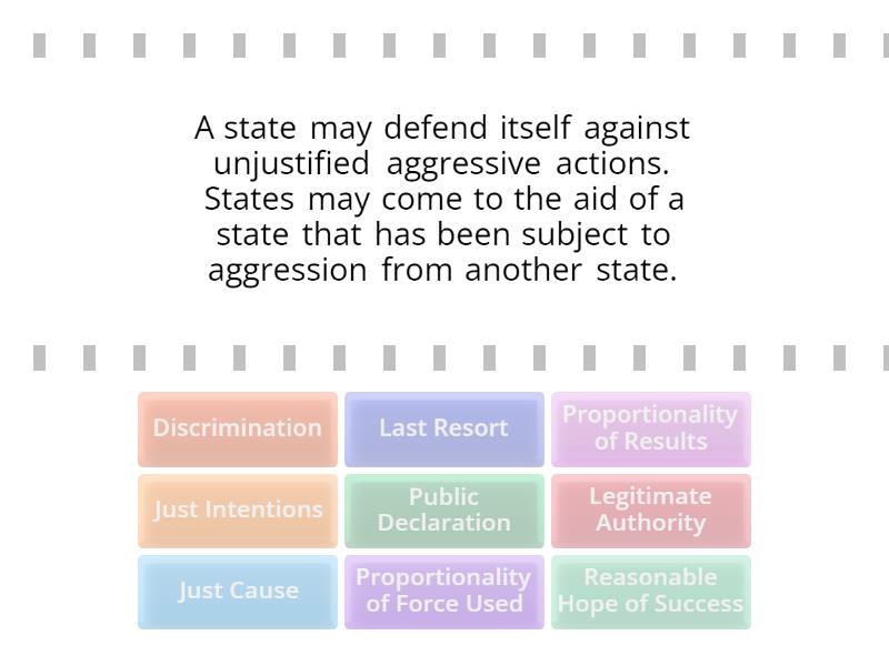 Just-War Principles - Find the match