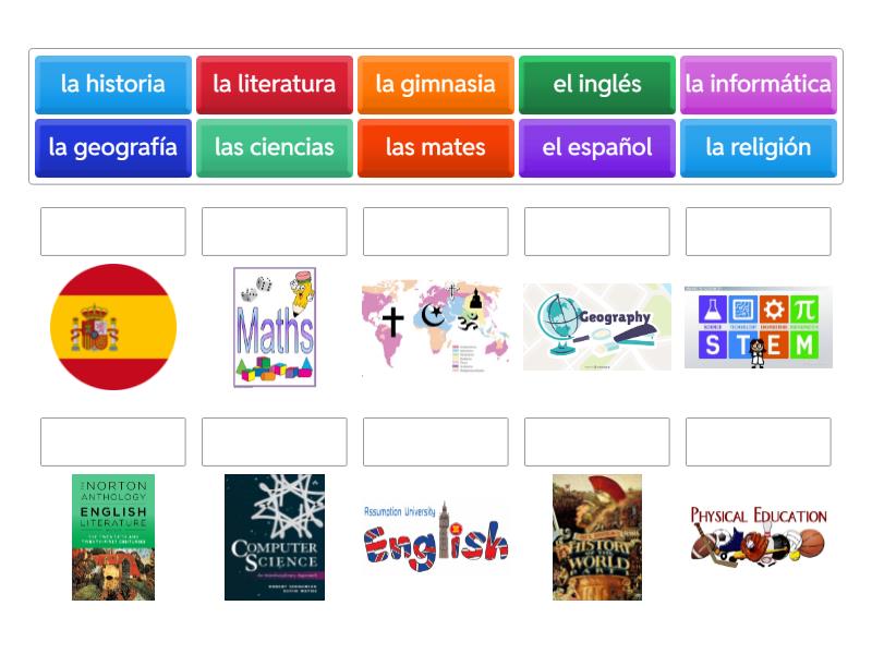 Las asignaturas / School subjects - Match up