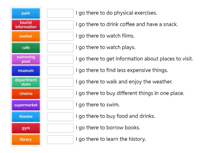 Places and actions - Match up