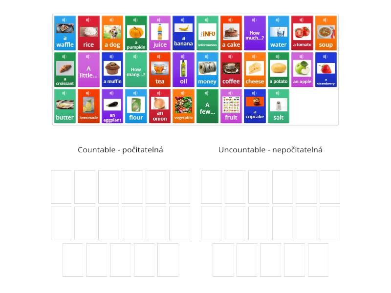 Project 2 - Unit 2C - Countable and uncountable nouns - Group sort