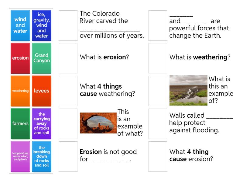 Weathering and Erosion Quiz - Match up