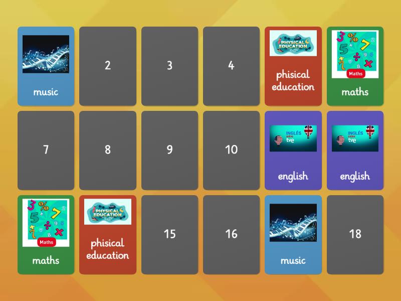 School subjects - Matching pairs