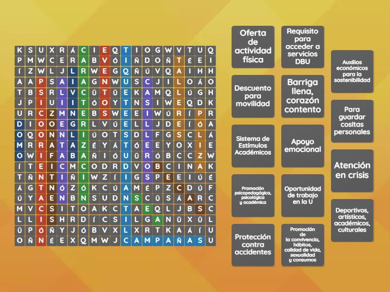 Conceptos Bienestar - Wordsearch