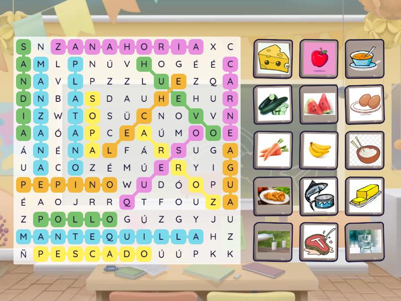 de Comida saludable - Sopa de letras