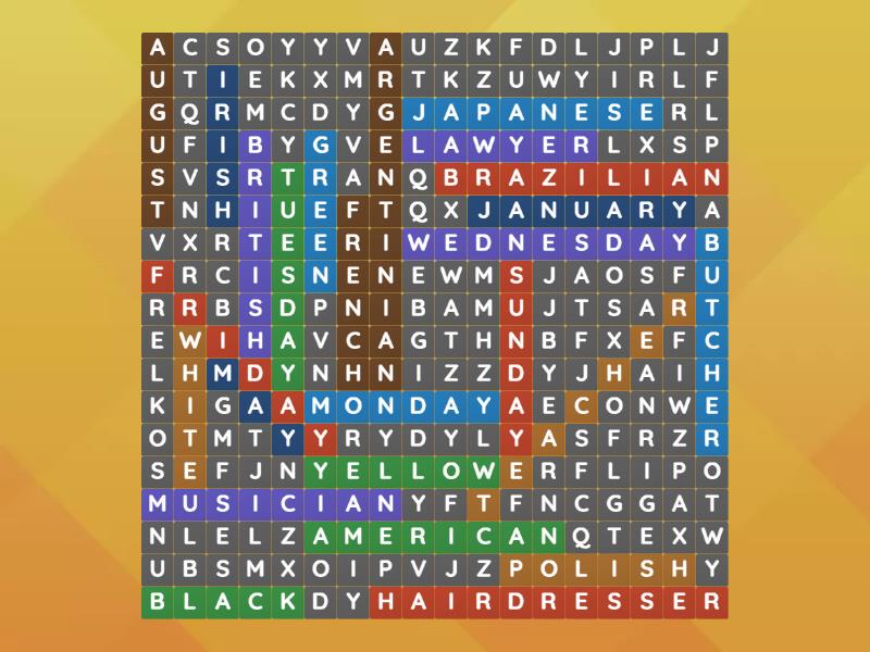 Word Search - Vocabulary U1 - Sopa de letras