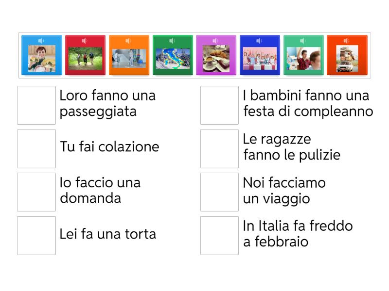 Espressioni con il verbo FARE - Match up