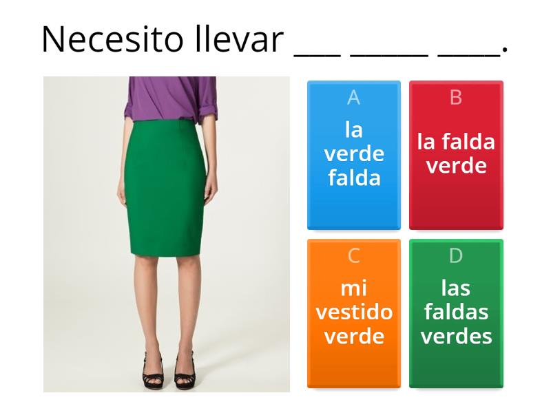 Acuerdo con los adjetivos (ropa y color) - Cuestionario