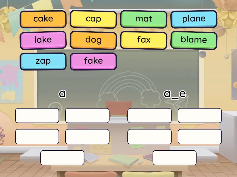 My Jolly Reading. a, a_e sorting - Group sort
