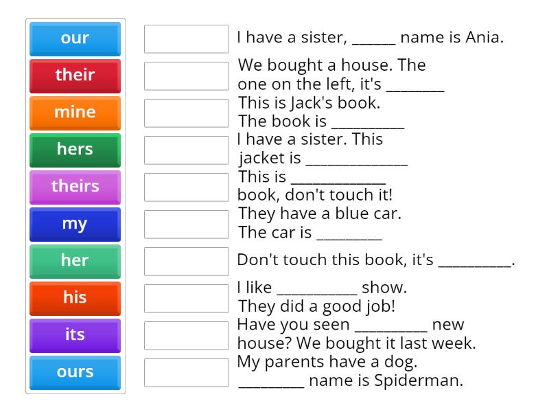 Elementary and beginners Possessive adjectives and possessive pronouns ...