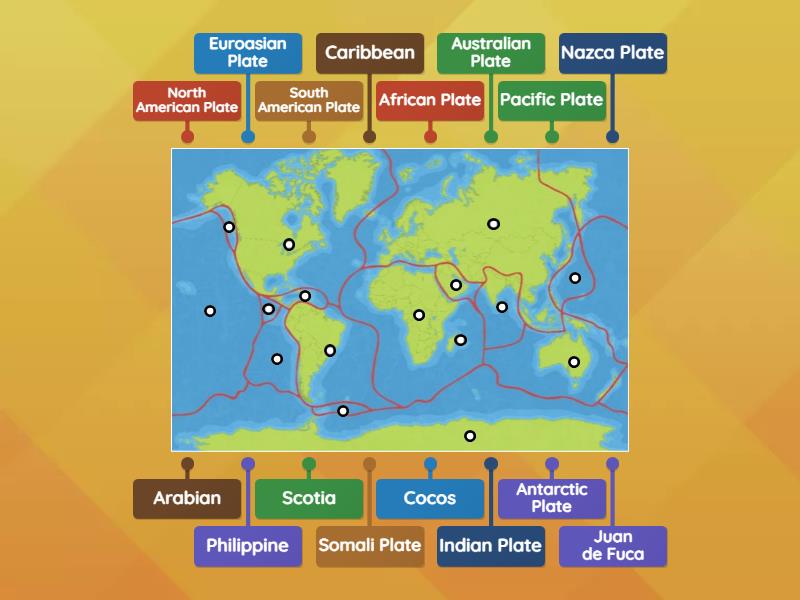 Tectonic Plates of the Earth - Labelled diagram