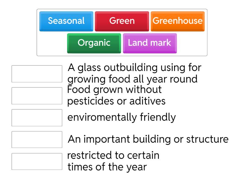 Vocabulary - Match up