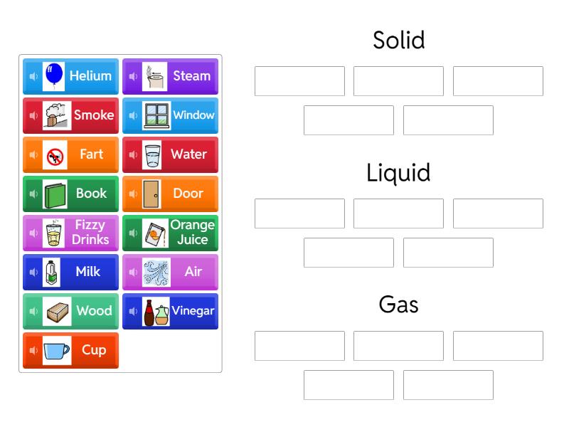 Solid, liquid or gas - Sorting - Group sort