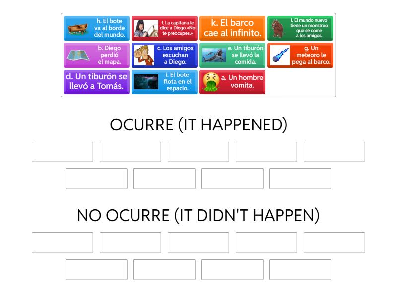 Diego y sus amigos: Ocurre o no? - Ordenar por grupo