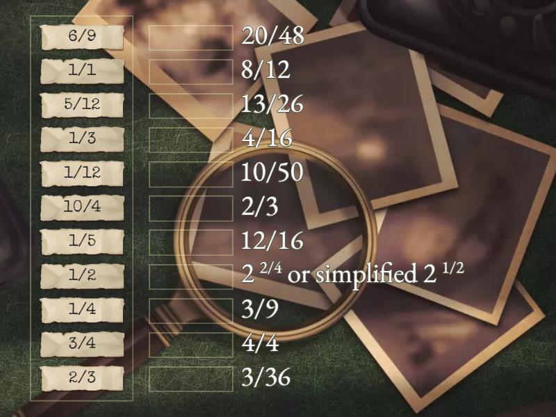 Simplifying and Equivalent Fractions - Match up