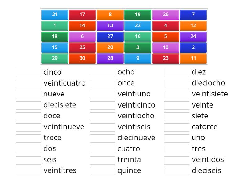 Los numeros_ matching - Match up