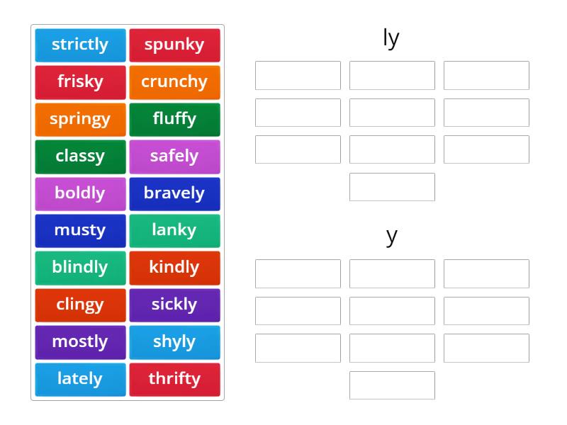 ly and y suffix - Group sort