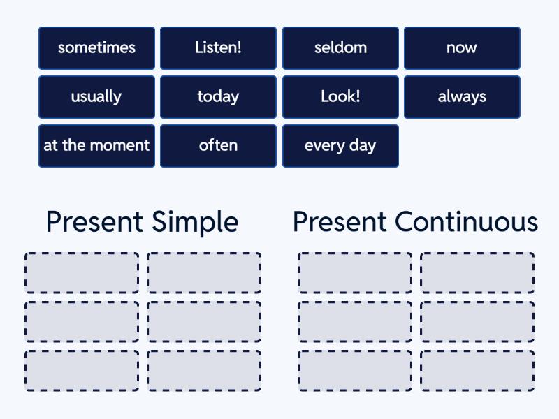 Present Simple vs Present Continuous - Group sort
