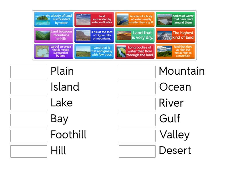 Landforms - Match up