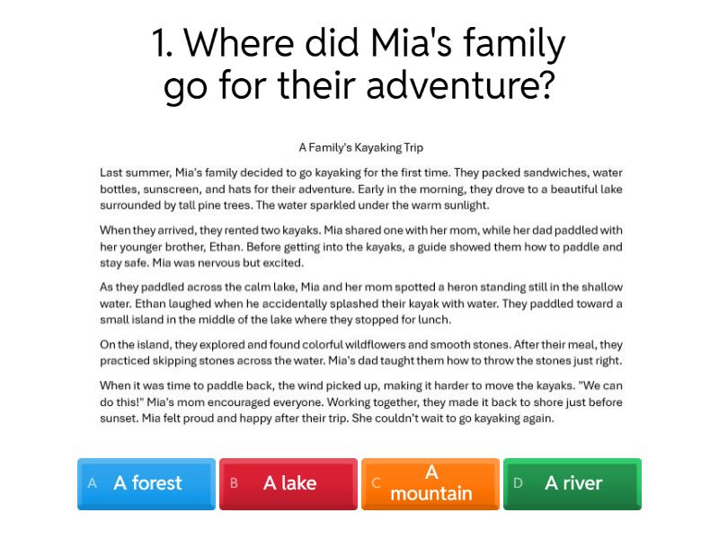 5th grade (UNIT 5) Reading Comprehension - Quiz