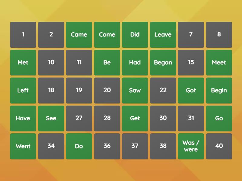 Irregular Verb Match - present and past tense - Matching pairs