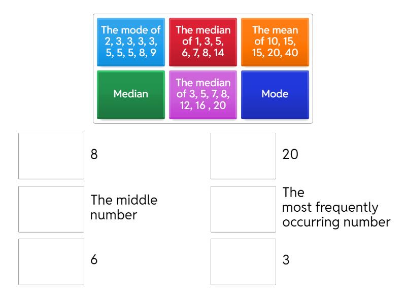 Median and Mode - Match up