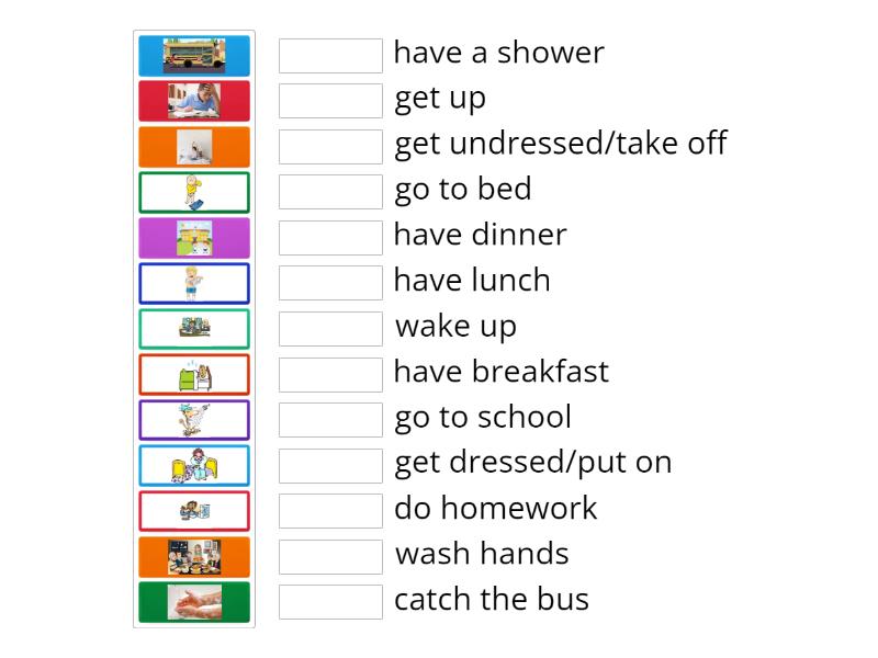 Kids Box 3 - Unit 3 daily routine - Match up