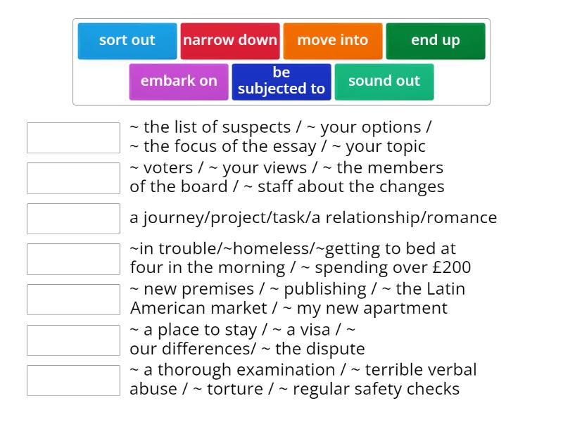 Phrasal verbs Getting together - Сопоставить