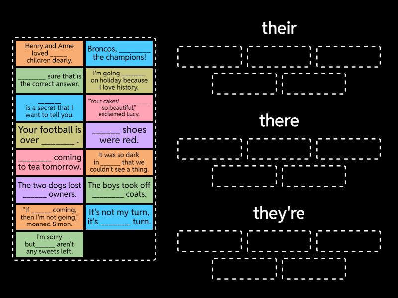 Homophones: Their, They're and There - Group sort