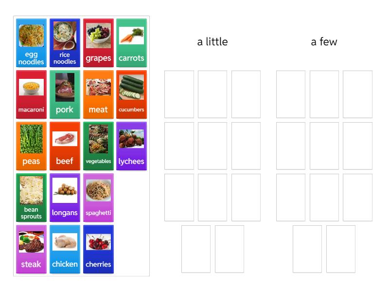 4B Unit 1 a few, a little sorting (Lower level) - Group sort