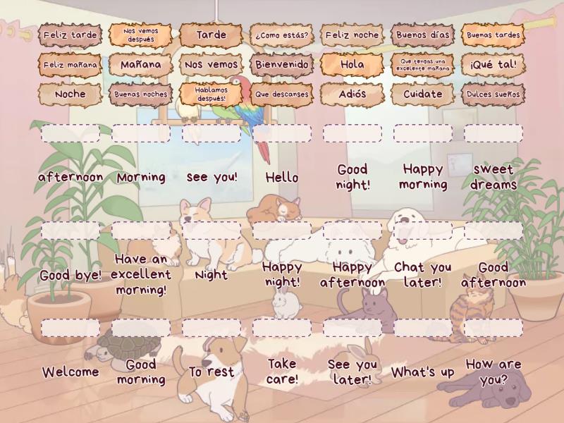 saludos y despedidas en español - Match up