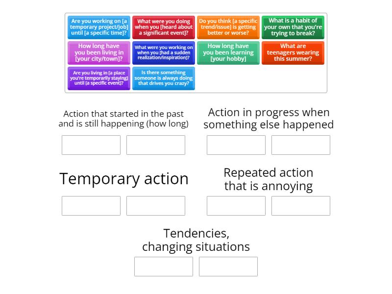 The continuous aspect - speakout advanced speaking (student A) - Group sort