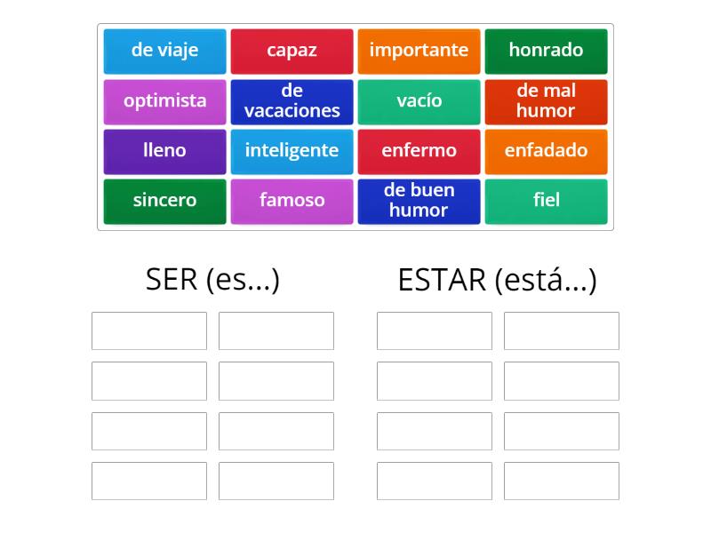 Adjetivos con SER o ESTAR - Group sort